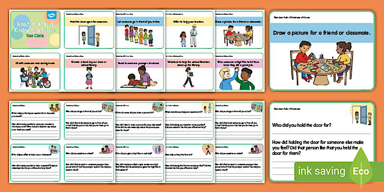Random Acts of Kindness School Task Cards | Twinkl