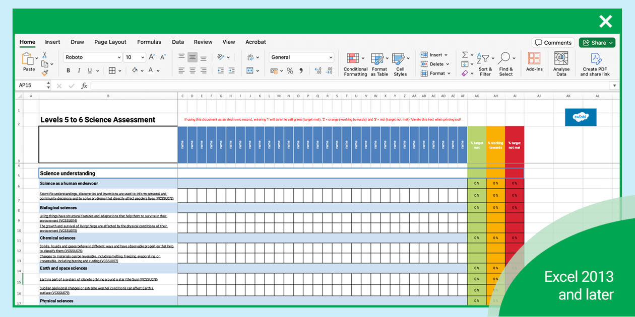 Victorian Curriculum 5-6 Science Assessment Tracker - Twinkl