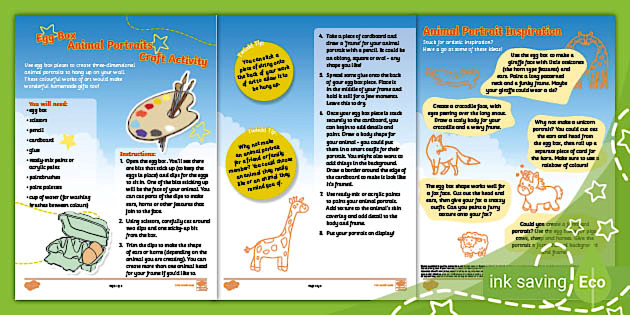 Egg Box Animal Portraits Craft Activity (teacher made)