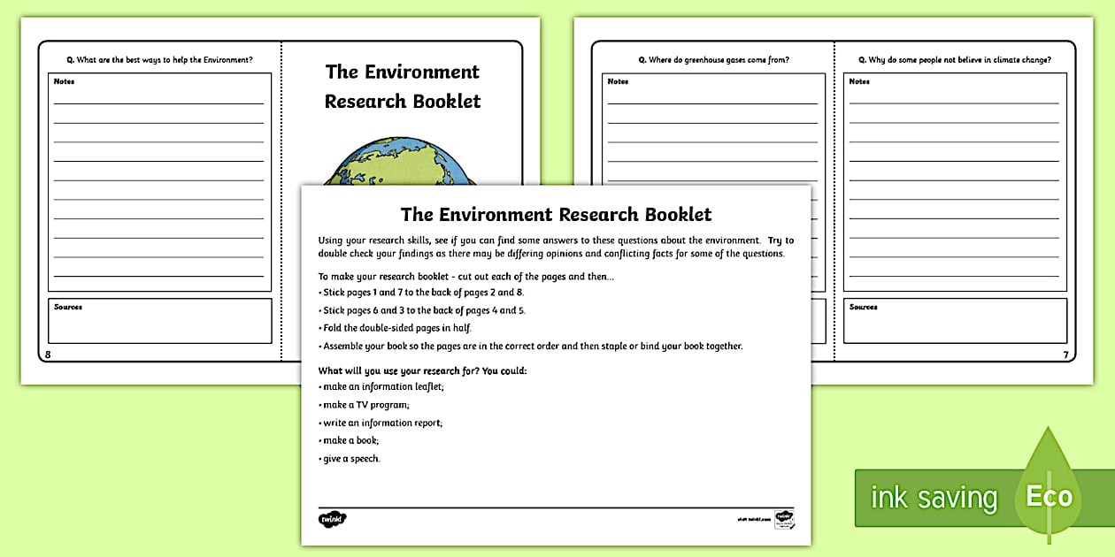 Editable The Environment Research Activity Booklet - Twinkl
