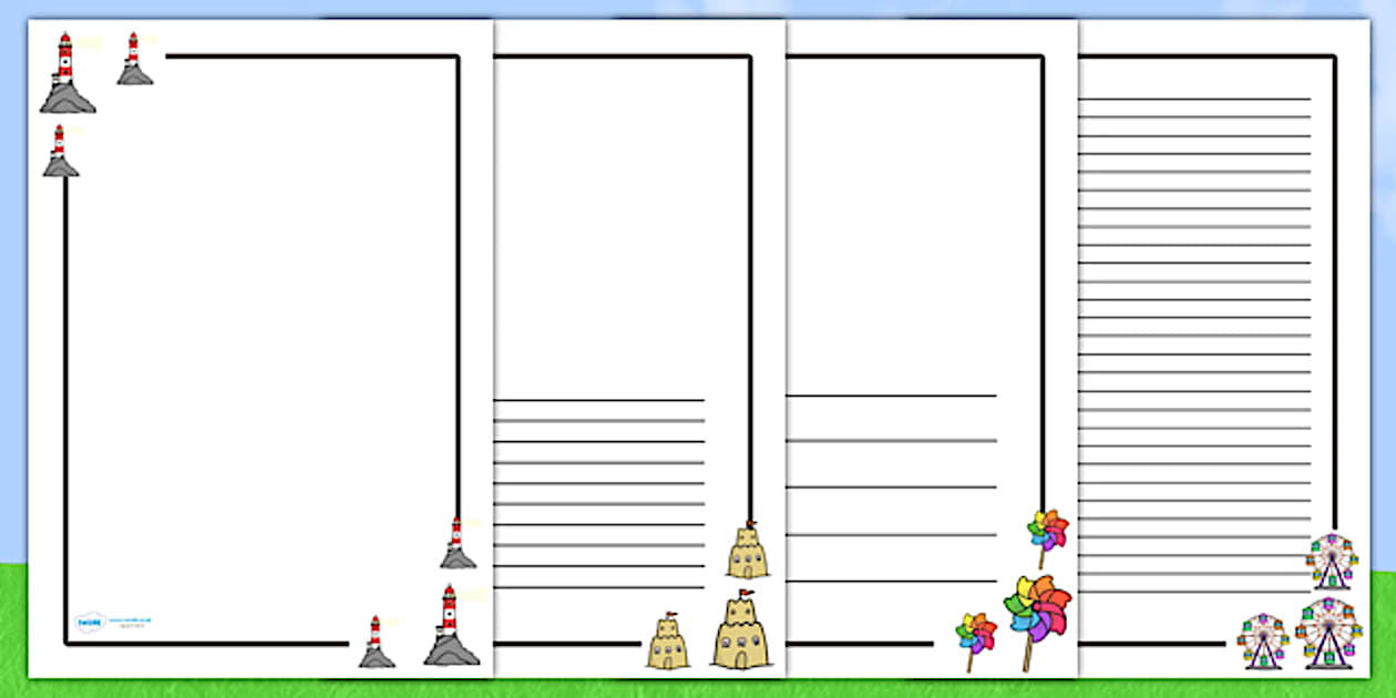 Editable Seaside Page Borders (teacher made) - Twinkl