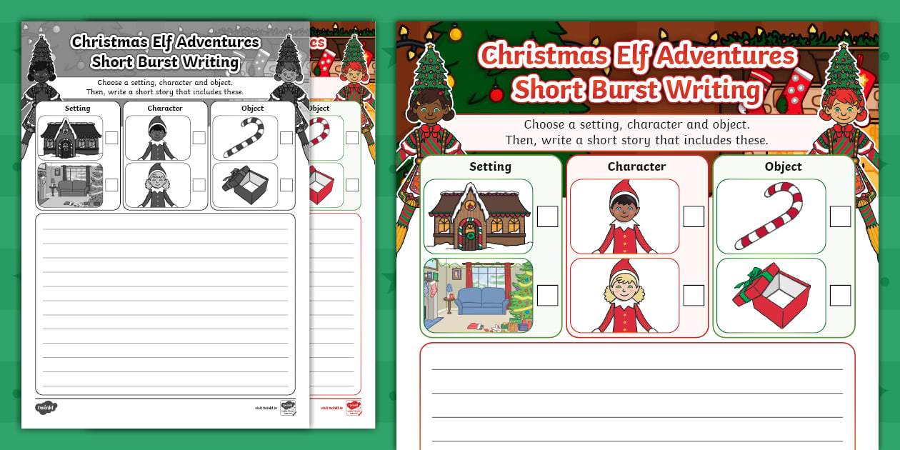 Christmas Elf Adventures Short Burst Writing Template