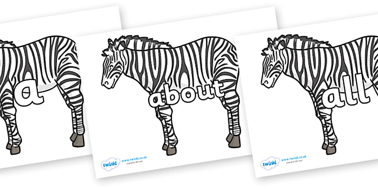 Cursive 100 High Frequency Words on Zebras (teacher made)