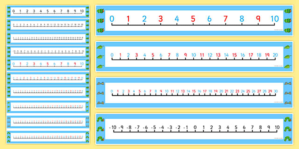 Editable Number Lines to Support Teaching on The Very Hungry Caterpillar