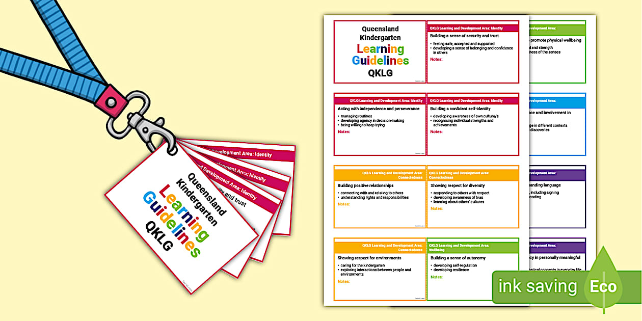 Queensland Kindergarten Learning Guidelines Lanyard Inserts