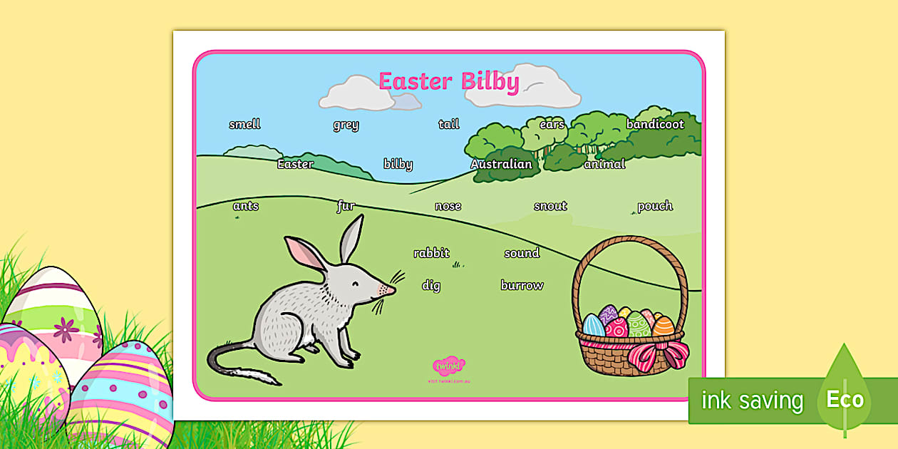 NSW Easter Bilby Word Mat (teacher made) - Twinkl