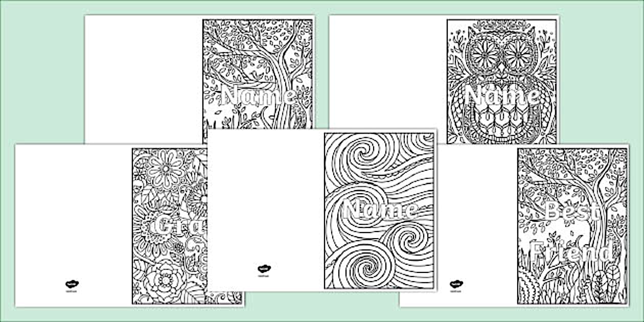 Editable Name Mindfulness Colouring Cards - Twinkl