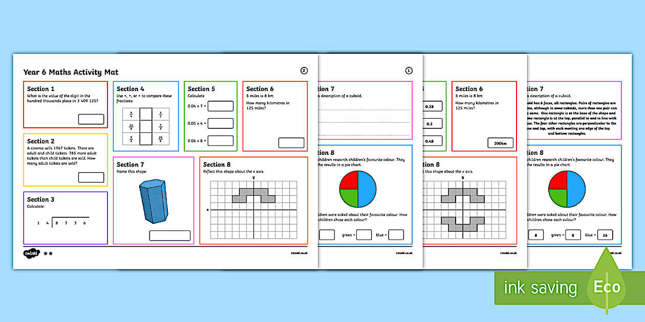 Lower Ability Year 6 Maths Activity Mats (teacher made)