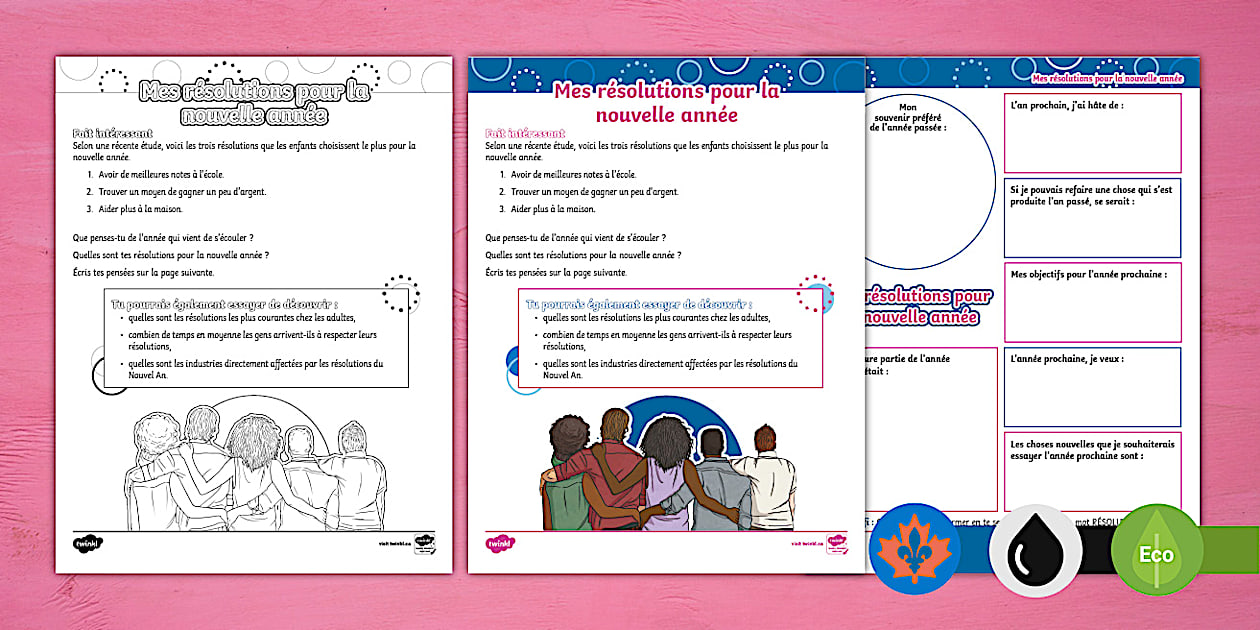 French New Year's Resolution Worksheet (teacher made)