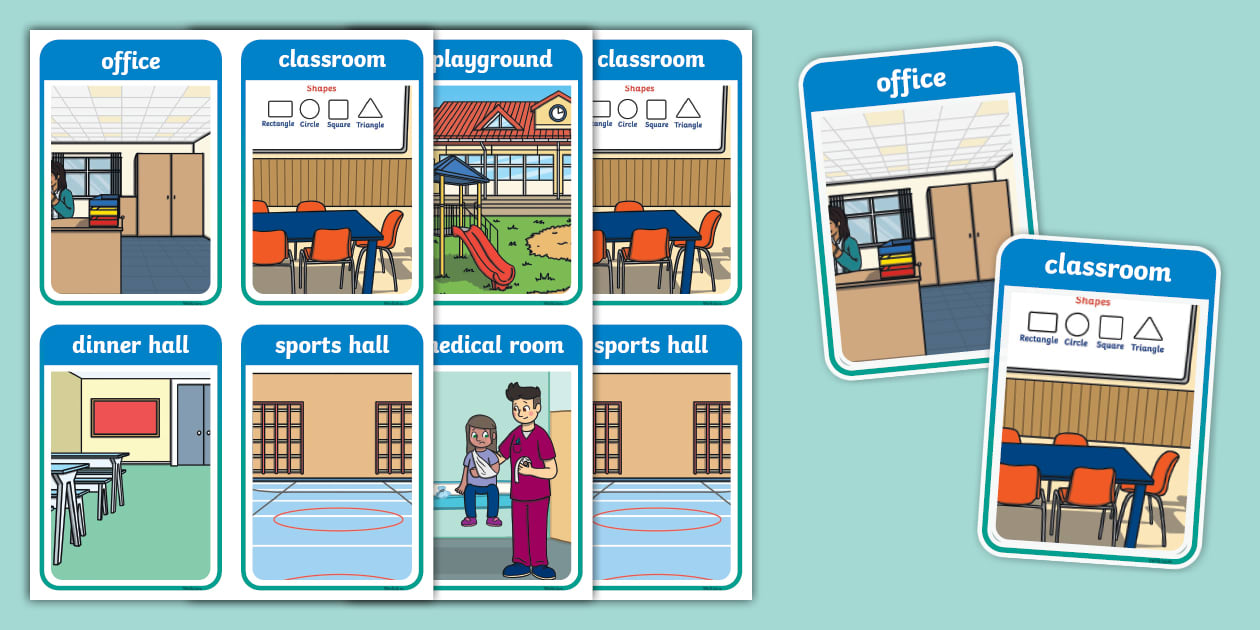 My School Building Flashcards - Twinkl Flashcards - Twinkl