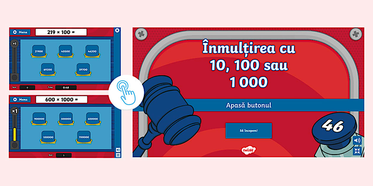 Înmulțirea cu 10, 100 sau 1 000 – Joc online apasă butonul