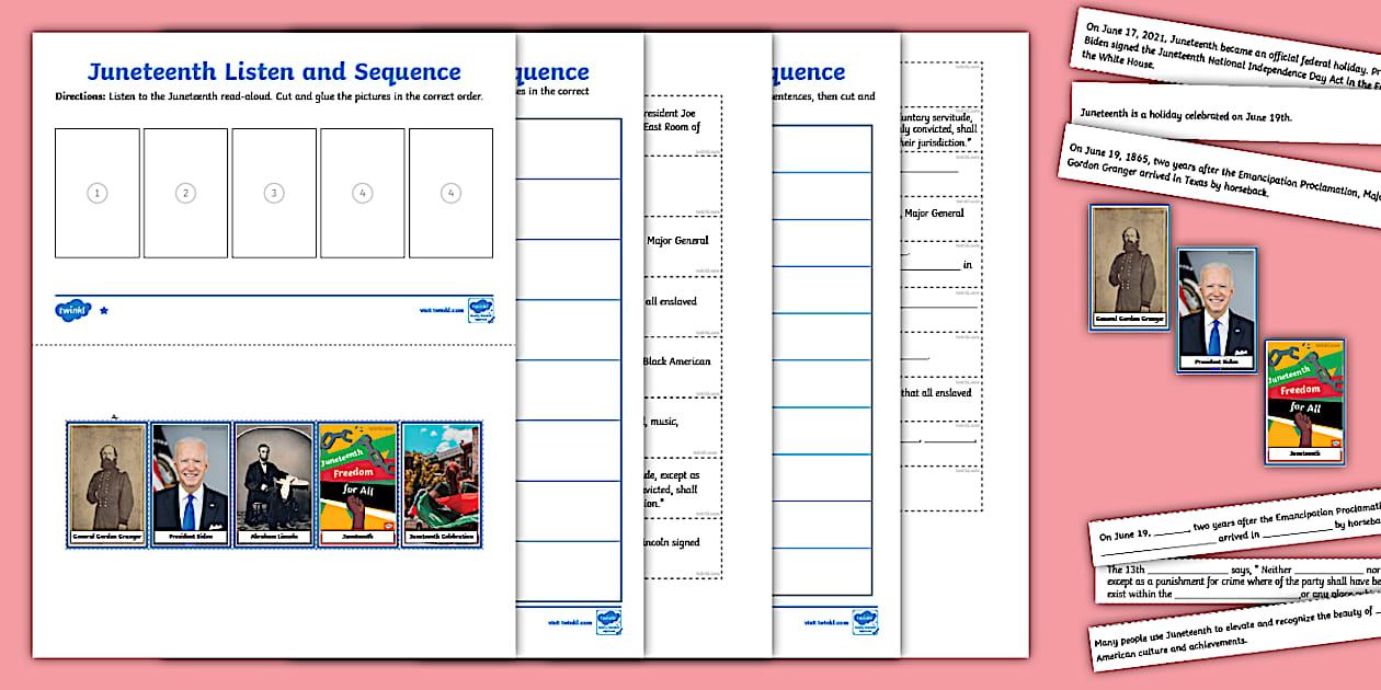 Juneteenth Read-aloud and Sequence Differentiated Worksheet