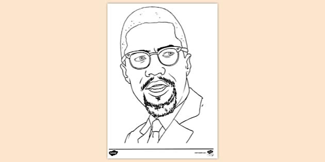 Malcolm X Colouring Sheet (Teacher-Made) - Twinkl