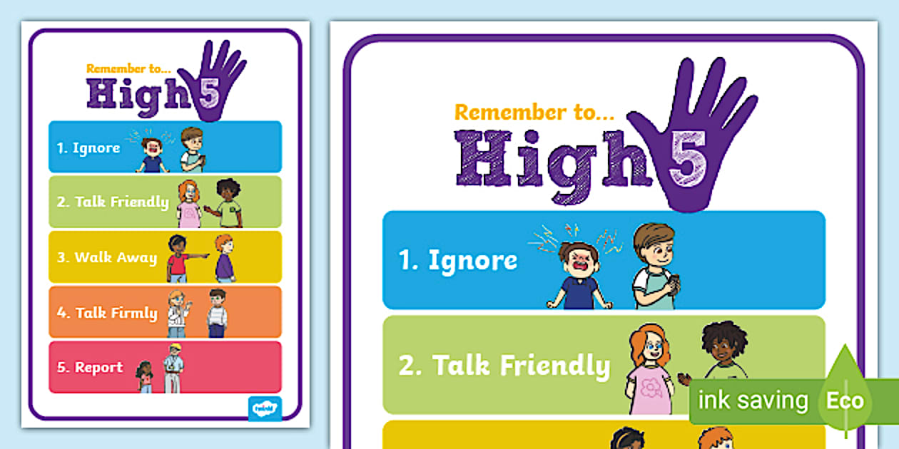 High Five How To Deal with Bullying Large Display Poster - bully