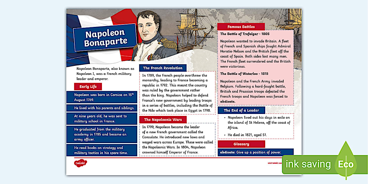 Napoleon Bonaparte KS2 Fact File - History (teacher made)