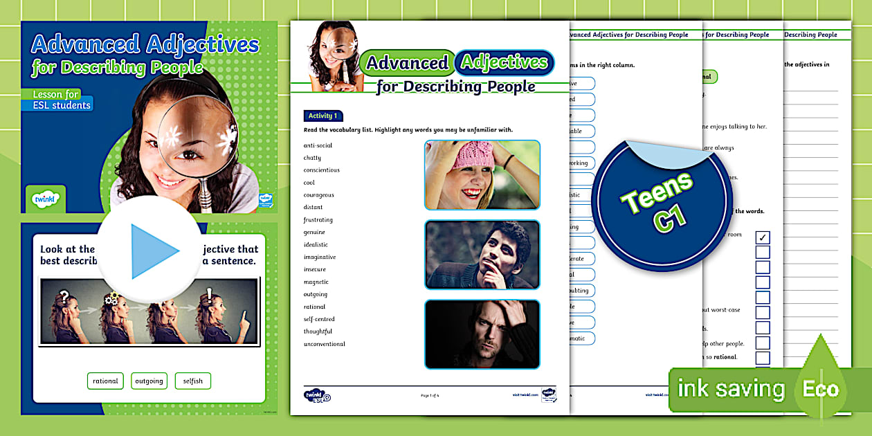 ESL Describing People: Advanced Adjectives [Teens, C1]