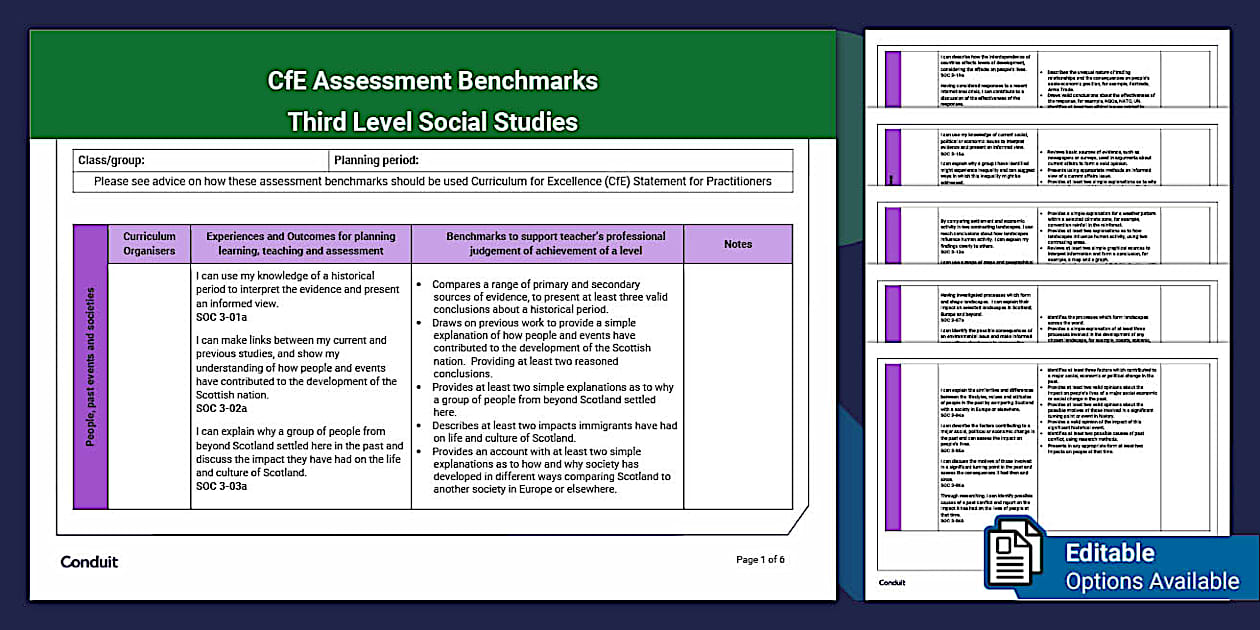 CfE Third Level Social Studies Assessment Benchmarks Assessment Tracker