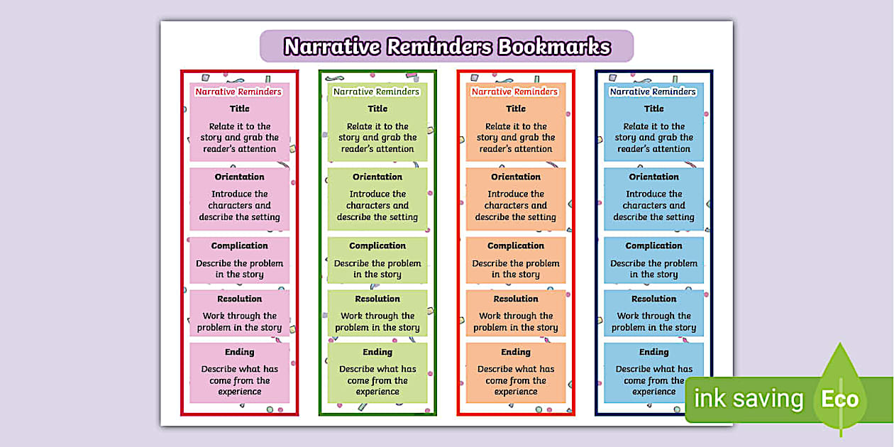 Narrative Reminder Bookmarks (teacher made) - Twinkl