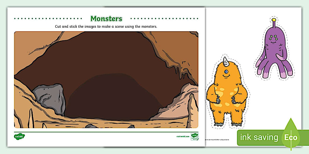 Monster Cut and Stick Scene