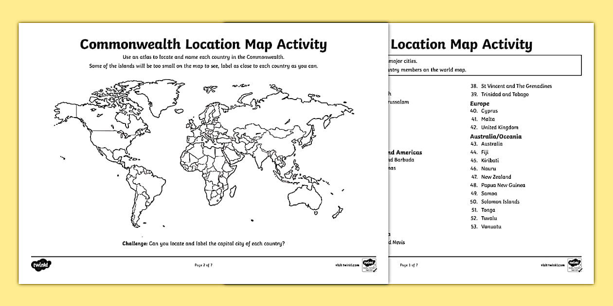 Commonwealth Locational Knowledge Map Activity - commonwealth