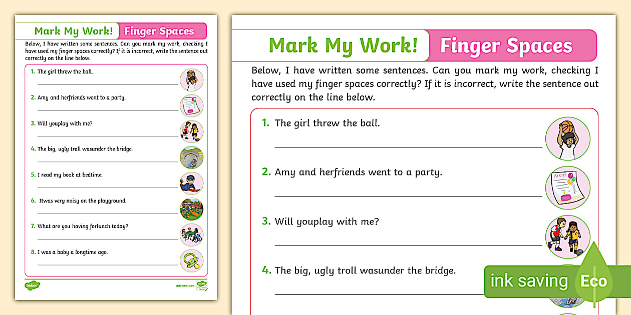 Mark My Work! Finger Spaces (teacher made) - Twinkl