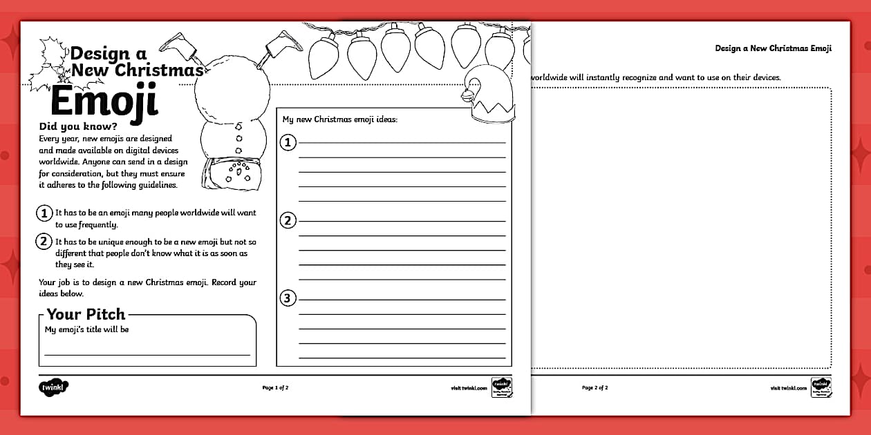 😊 Design a New Christmas Emoji Worksheet for 3rd-5th Grade