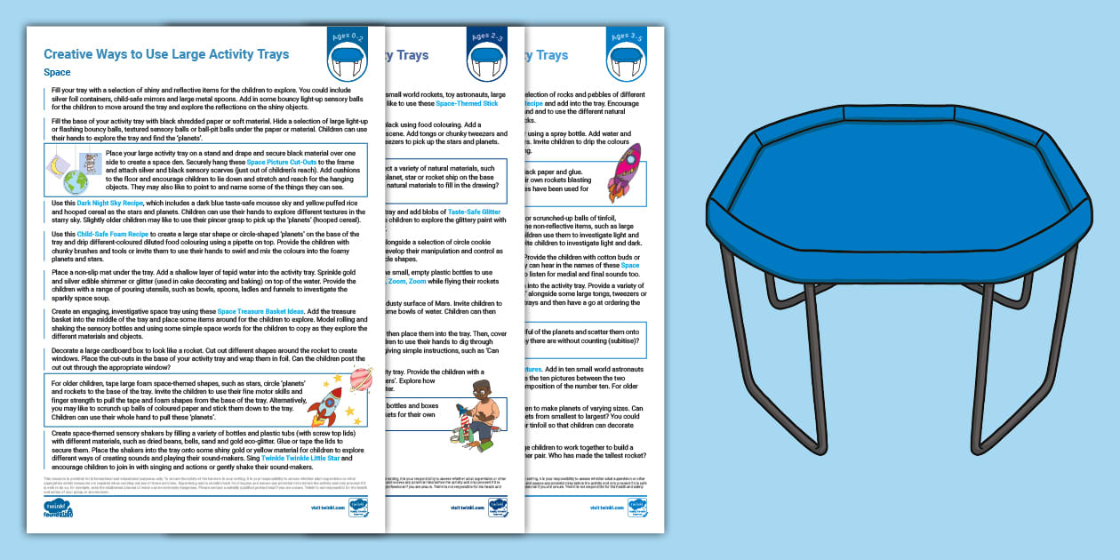 EYFS Ages 0-5 Large Activity Trays Planning Pack: Space