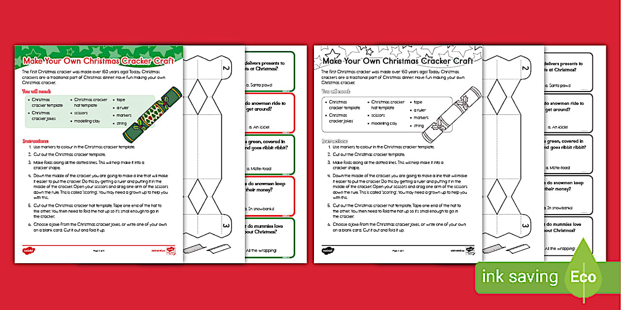 Christmas Cracker Art Activity - Grades K-3 (teacher made)