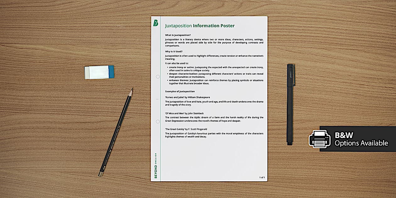 Juxtaposition Information Poster (Teacher-Made) - Twinkl