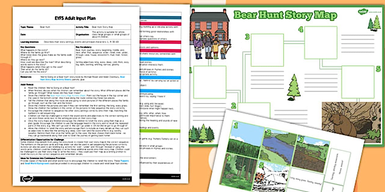 Black and White Story Map Activity to Support Teaching on Bear Hunt ...