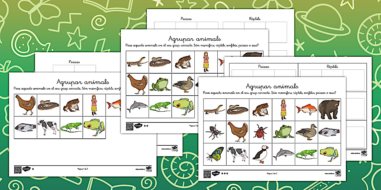 Fitxa d'activitat per nivells: Agrupar animals - Català
