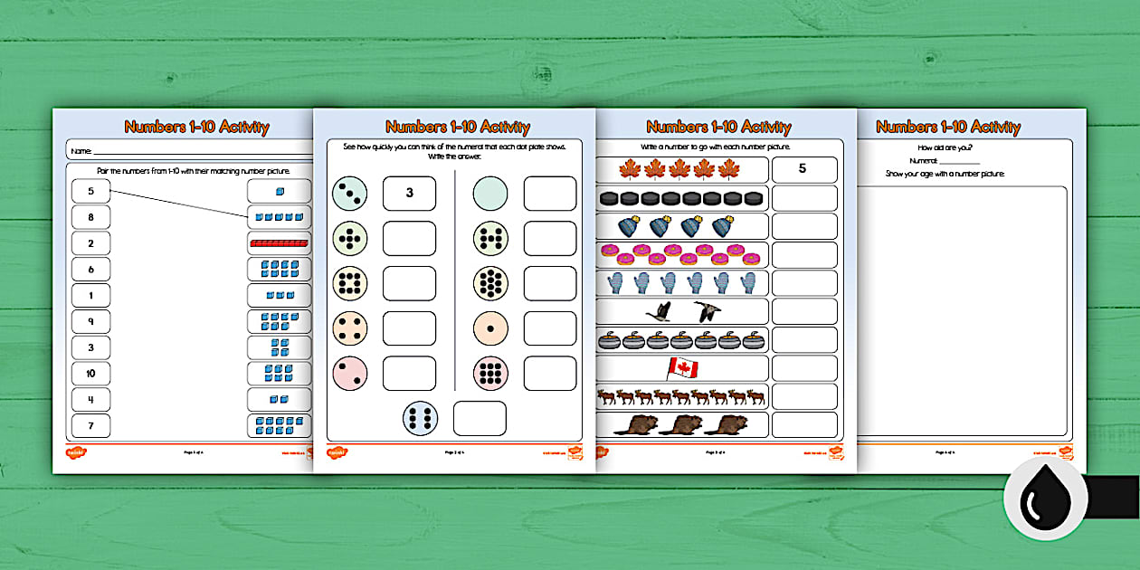 Reading and Representing Numbers to 50: Numbers 1-10 Activity Sheet