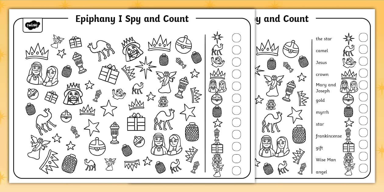 Epiphany I Spy and Count Colouring Page (Teacher-Made)