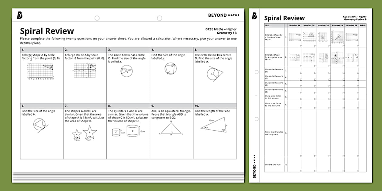 👉 GCSE Higher Geometry Spiral Review B - Twinkl