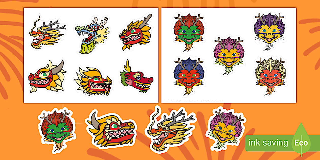 Dragon Head Cut-Outs - Twinkl - KS1