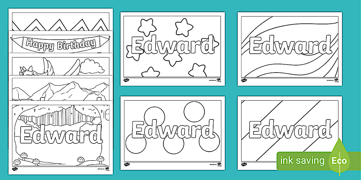 Edward Name Simple Colouring Activity Sheet (Teacher-Made)