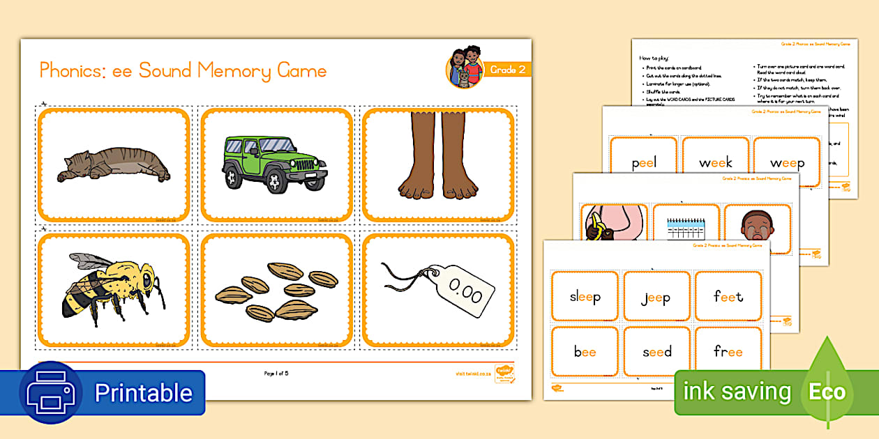 Phonics Memory Game: ee Sound (teacher made) - Twinkl