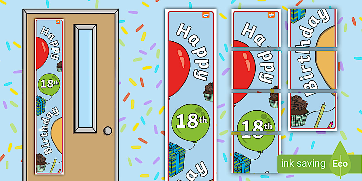 18th Birthday Vertical Door Banner (teacher made) - Twinkl