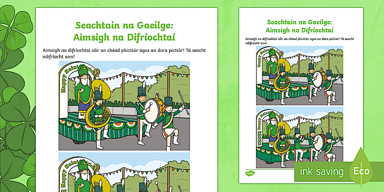 Seachtain na Gaeilge Aimsigh na Difríochtaí Worksheet / Worksheet Gaeilge