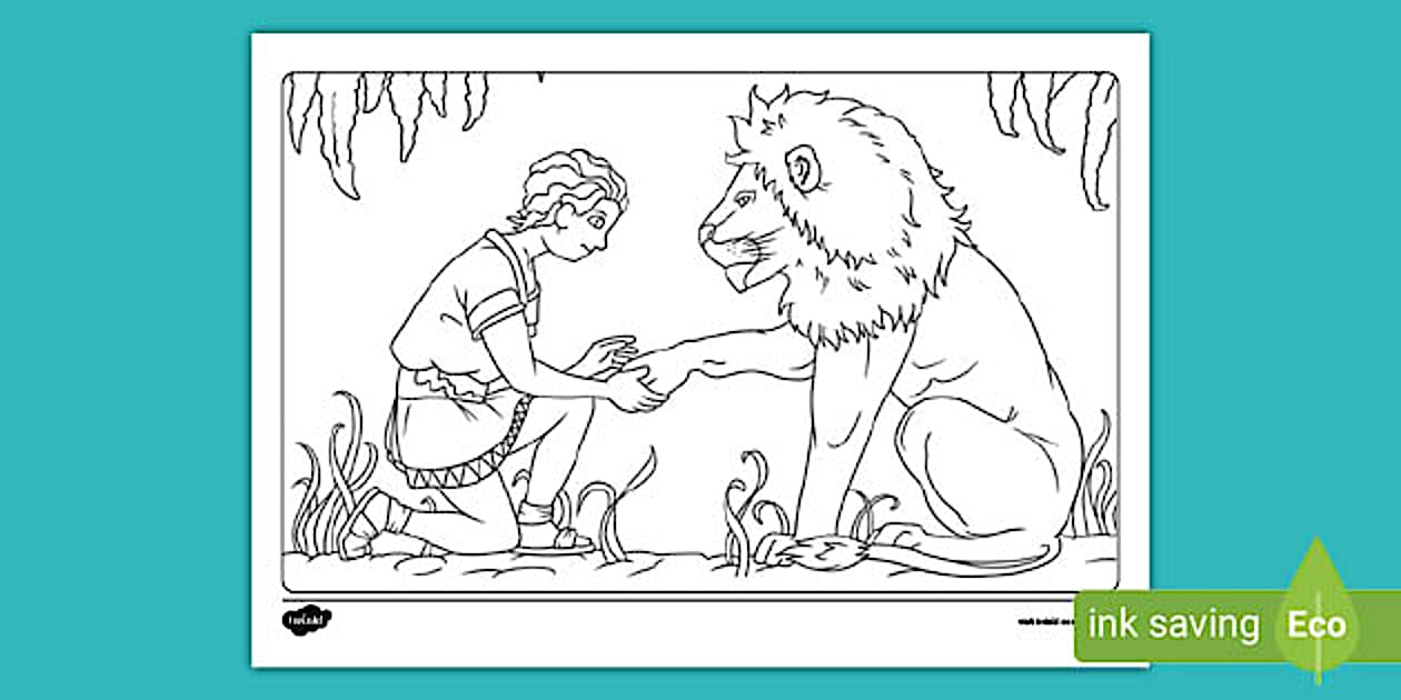 Androcles and the Lion Colouring Sheet (Teacher-Made)