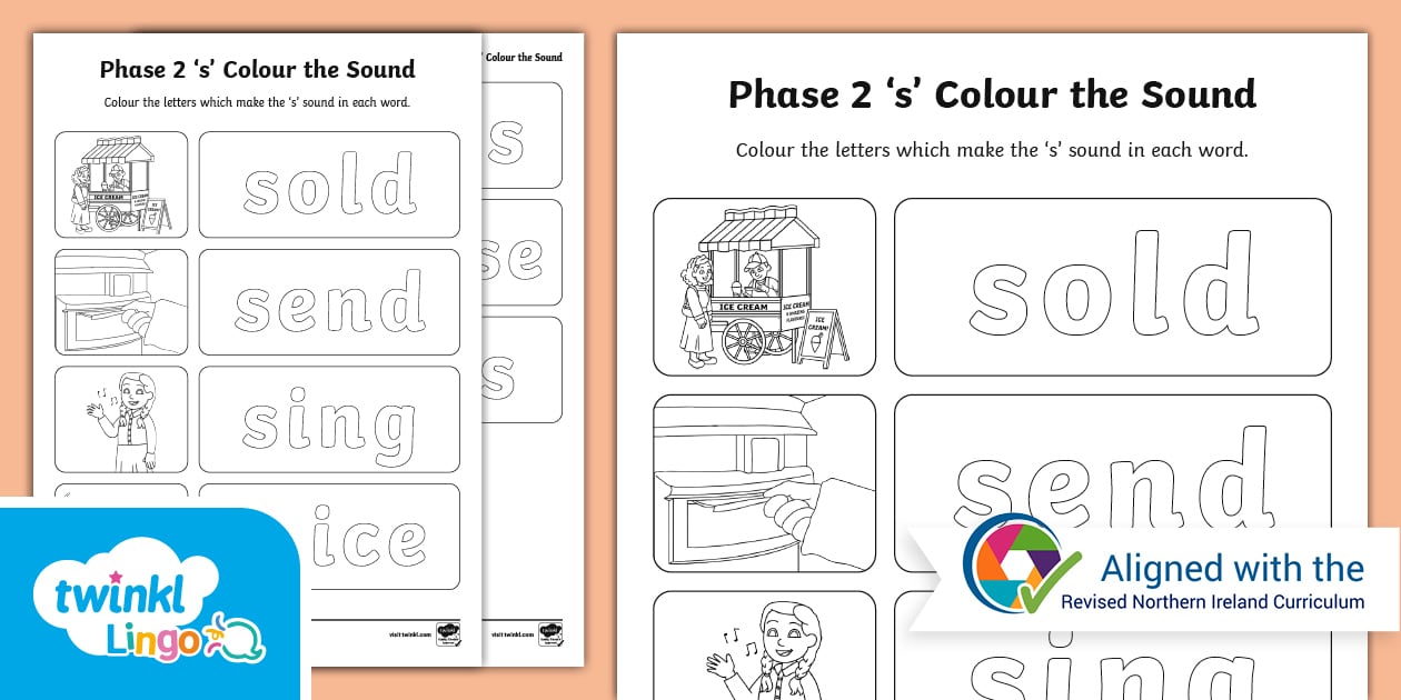 Linguistic Phonics Phase 2 's' - Colour the Sound