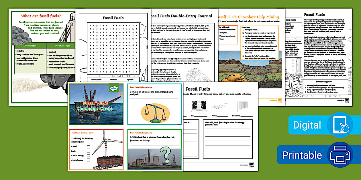 Fossil Fuels Pack for 3rd-5th Grade (teacher made) - Twinkl