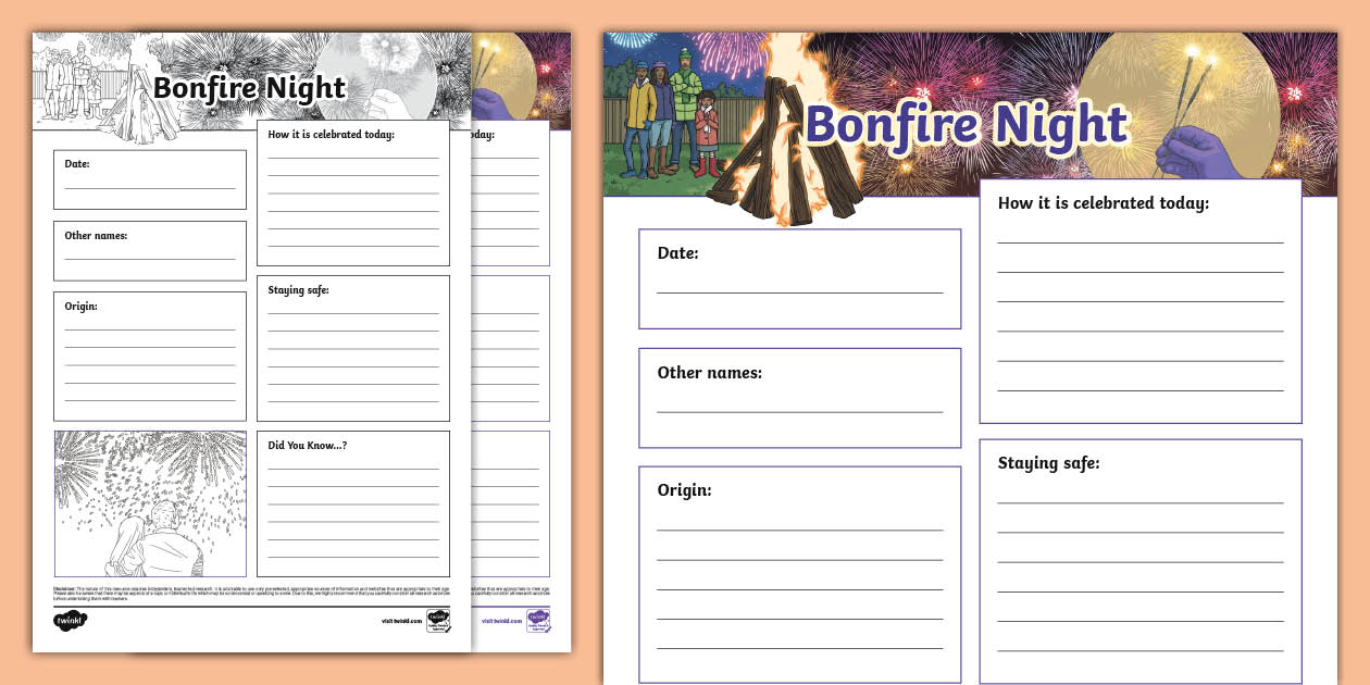 KS2 Bonfire Night Fact File Template (teacher made) - Twinkl