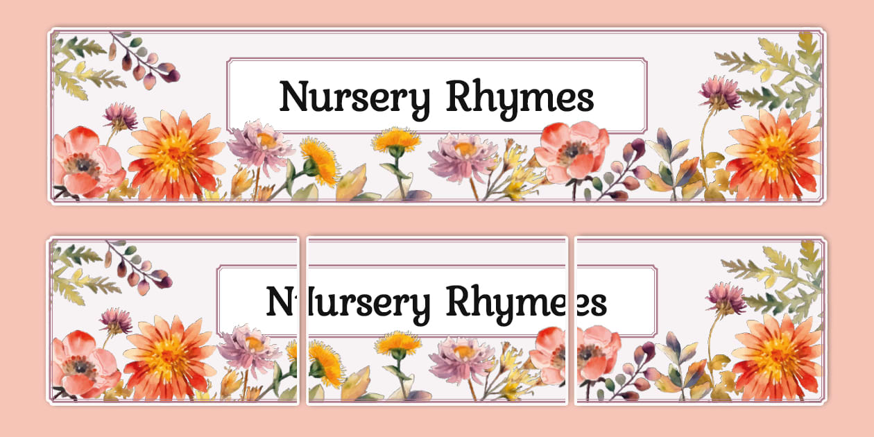 Wildflower Botanical Themed Nursery Rhymes Display Banner