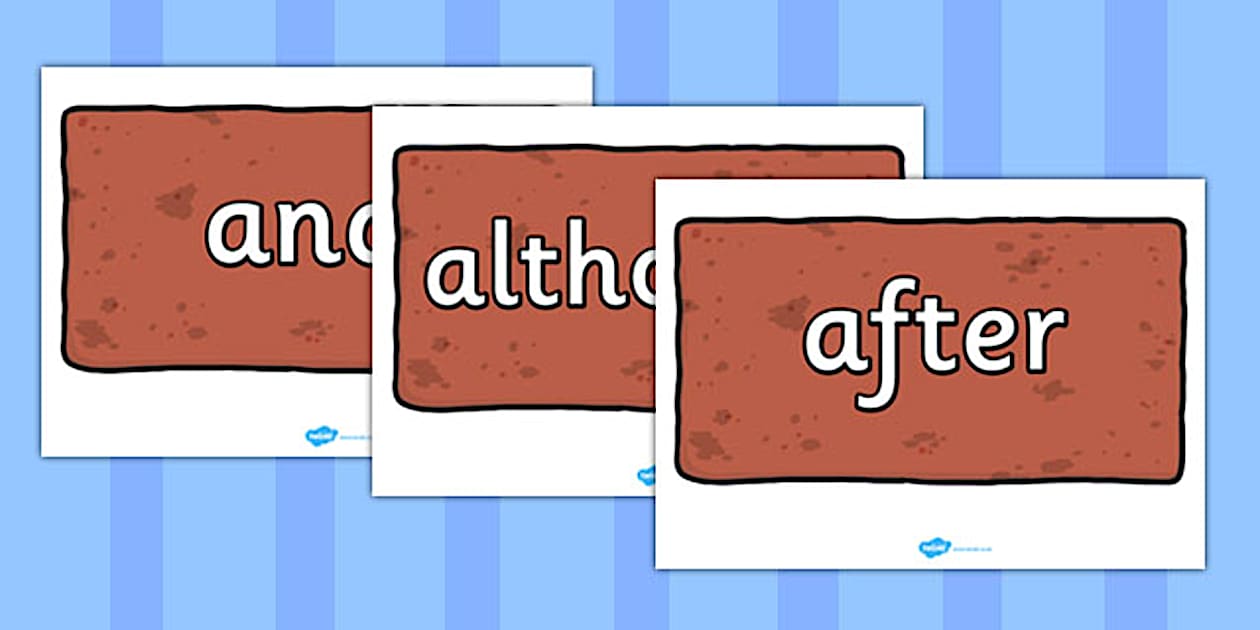 Precursive Conjunctions On Bricks (professor feito) - Twinkl