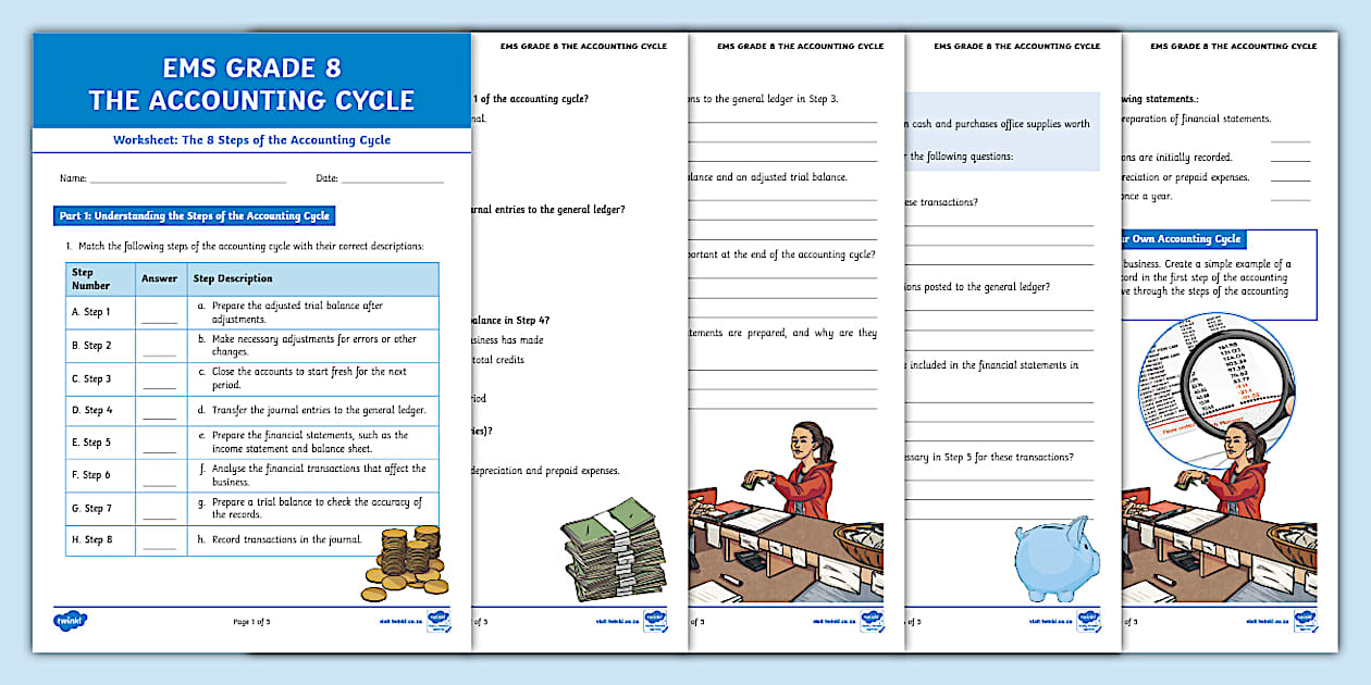 Grade 8 EMS Worksheet: The Accounting Cycle (teacher made)