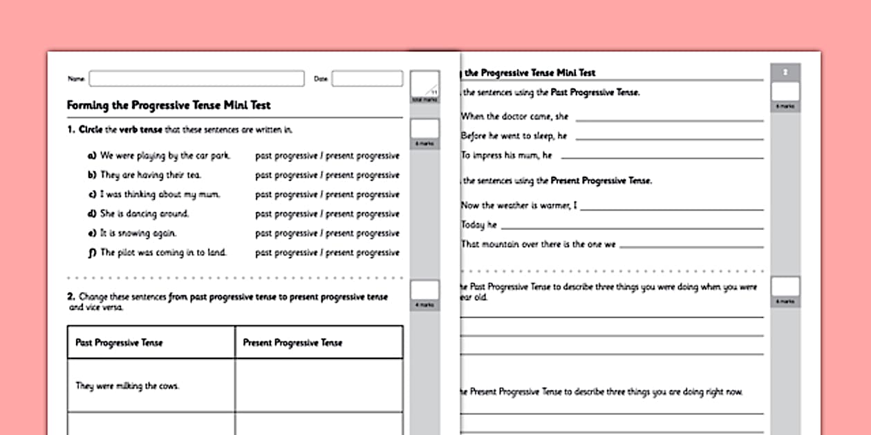 Forming the Progressive Tense Test | Mini Test | Twinkl