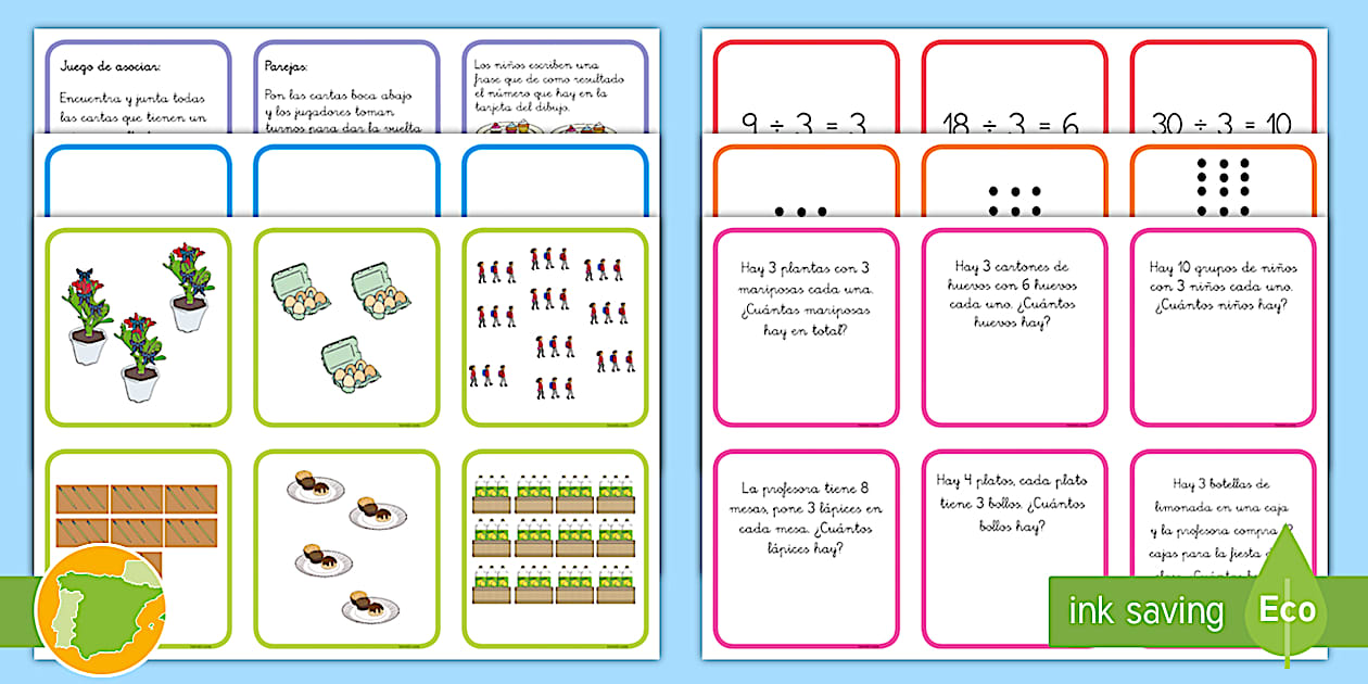 Juego de cartas: Multiplicación y división por 3 - Twinkl