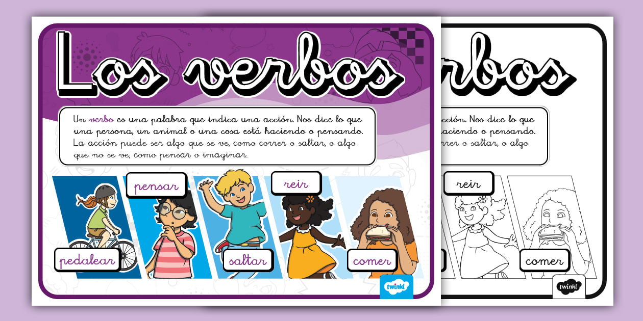Póster: Los verbos - Twinkl Categorías Gramáticales