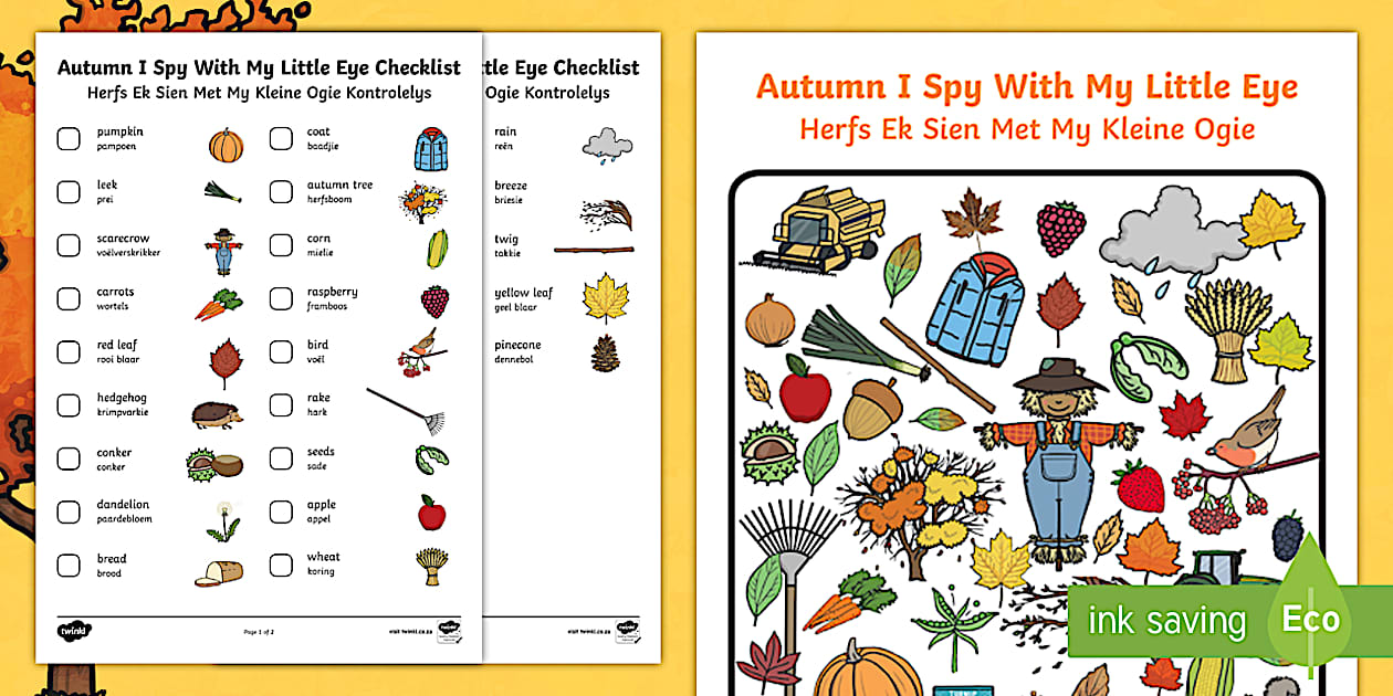 Foundation Phase Life Skills Term 2 Autumn Themed I Spy With My Little Eye